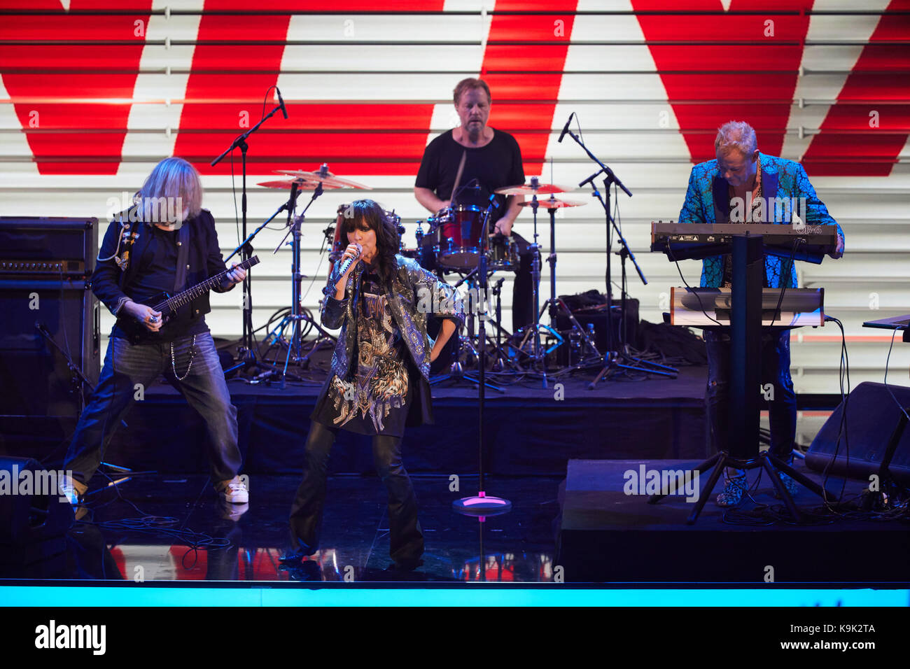 Hamburg, Germany. 21st Sep, 2017. Nena performs with her band at the ...