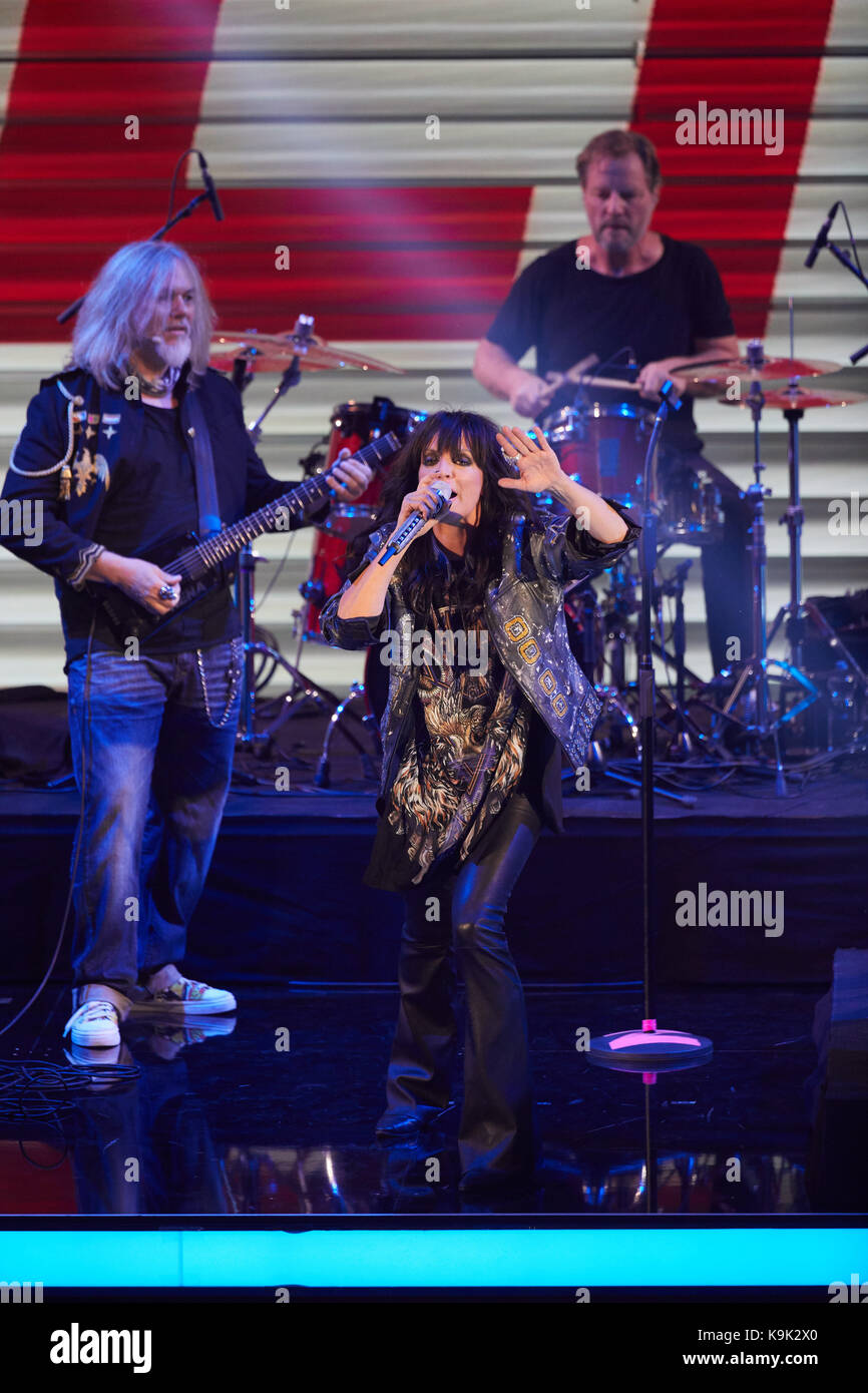 Hamburg, Germany. 21st Sep, 2017. Nena performs with her band at the ...