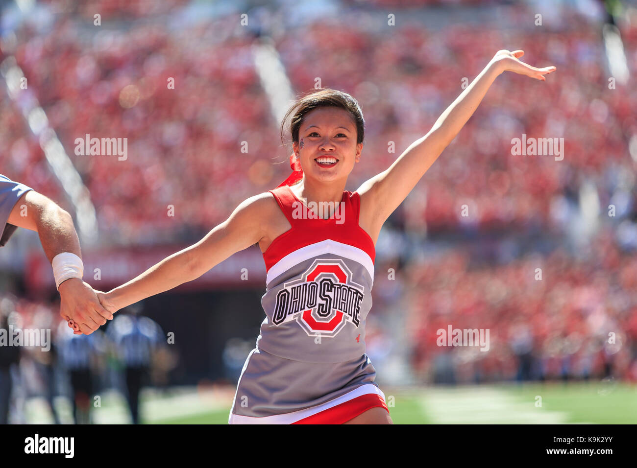 Columbus, Ohio, USA. 23rd Sep, 2017. Ohio State Buckeyes cheerleader ...