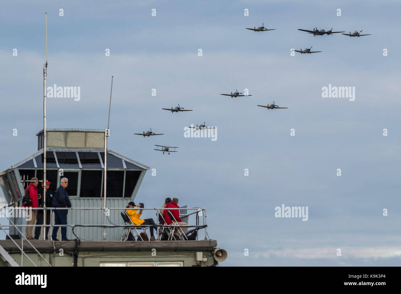 Duxford, UK. 23rd Sep, 2017. The Finale, led by a Bristol Blenheim and ...