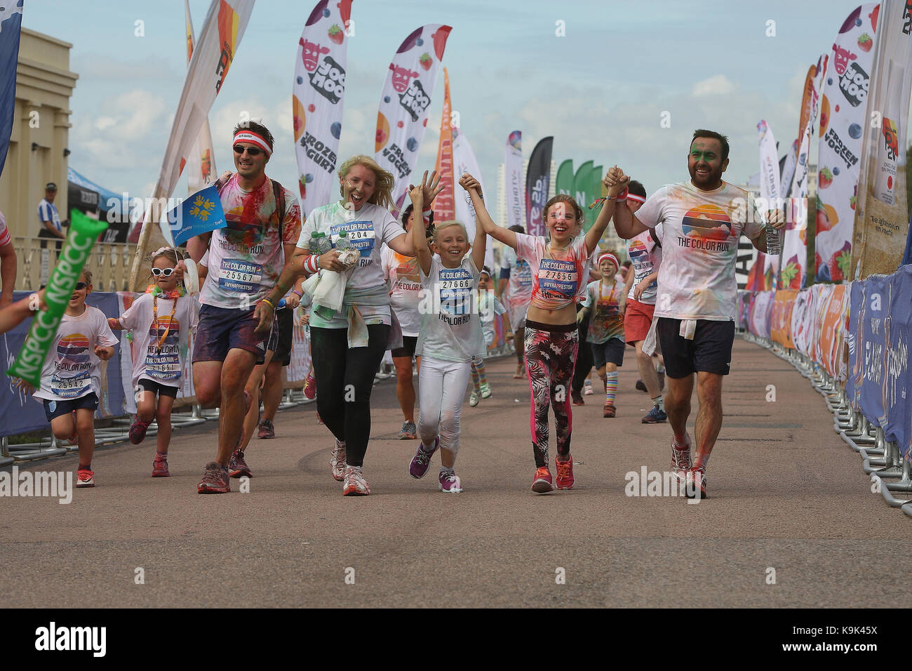 Approaching the finish line, Brighton 5K Color Run, Madeira Drive ...