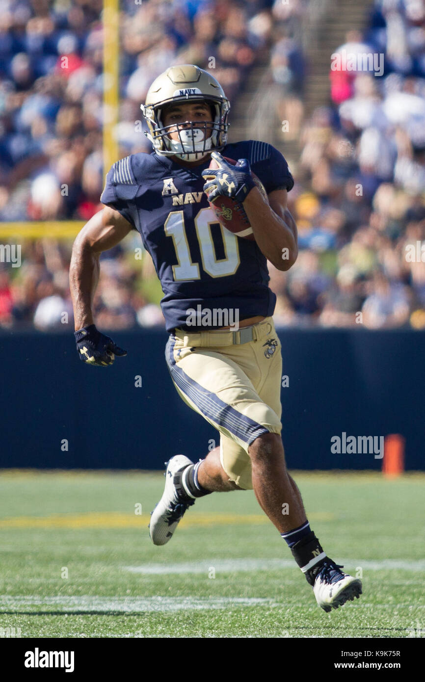 Annapolis, MD, USA. 23rd Sep, 2017. Navy Midshipmen running back ...
