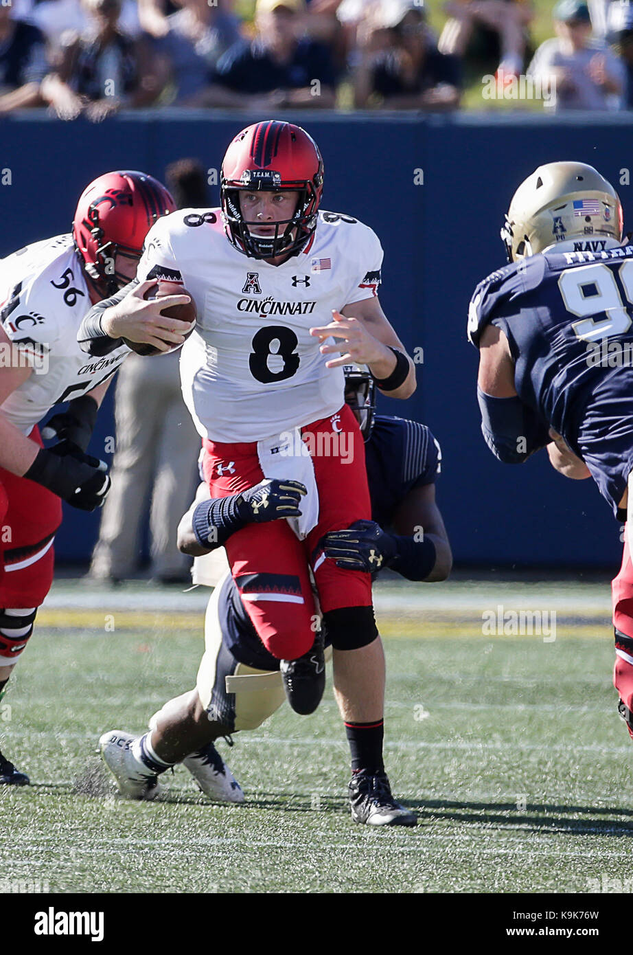 Annapolis, Maryland, USA. 23rd Sep, 2017. Cincinnati Bearcats QB #8 ...