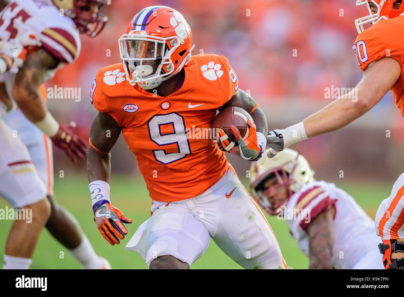 Clemson running back Travis Etienne (9) during the NCAA college ...