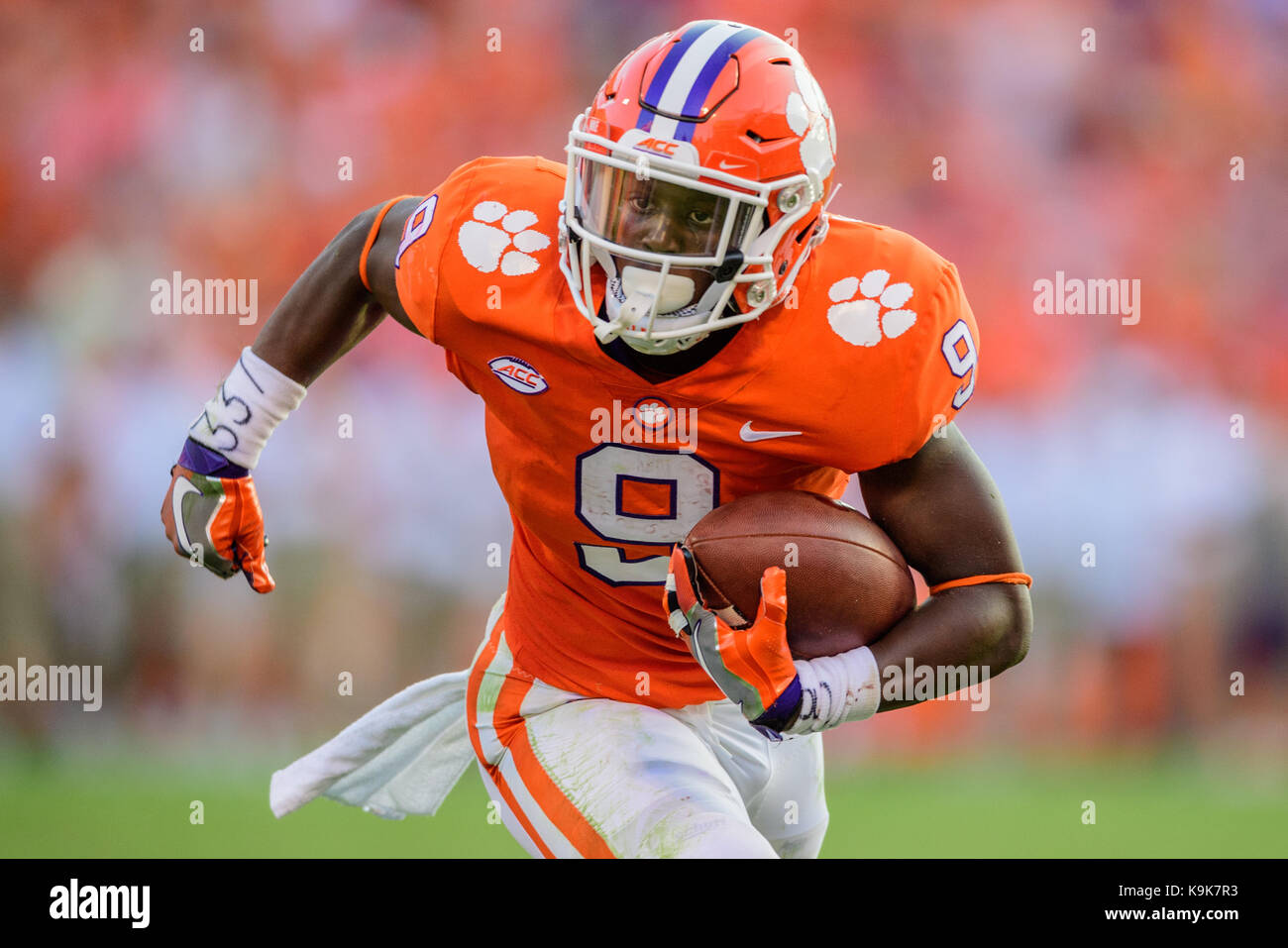 Clemson running back Travis Etienne (9) during the NCAA college ...