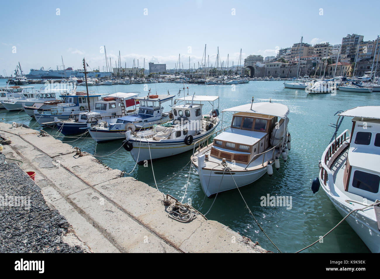 Boat dock of Heraklion port. Crete. Greece Stock Photo - Alamy