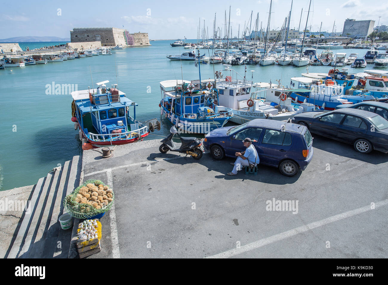 Boat dock of Heraklion port. Crete Stock Photo - Alamy