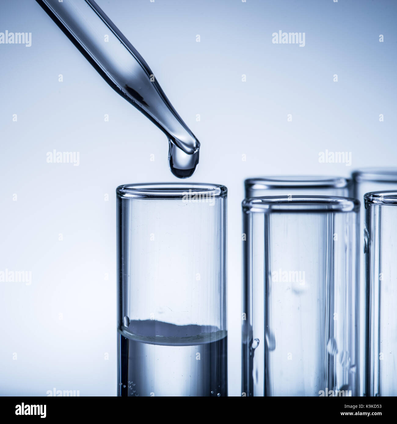 Different laboratory beakers and glassware. Monochrome Stock Photo - Alamy