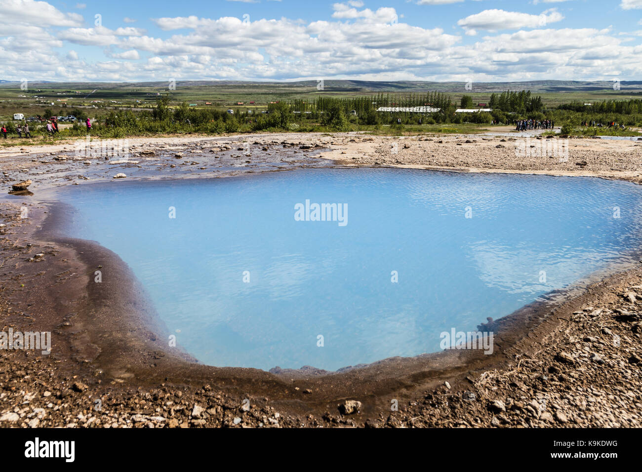 Hot spring in the volcanic landscape around the Strokkur geyser in ...