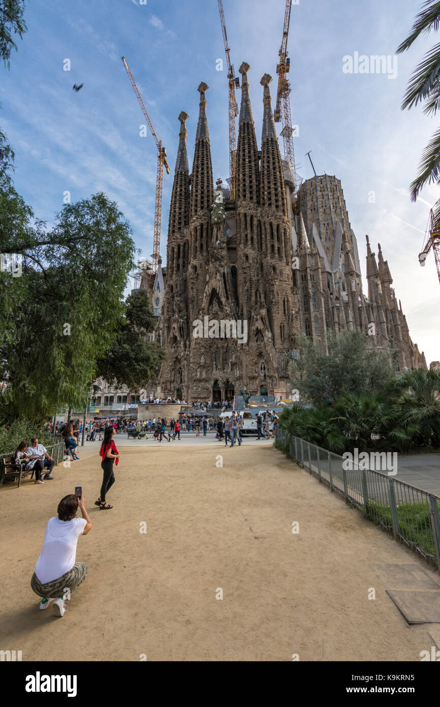 Barcelona, Spain. September 2017: View of Sagrada Familia catholic ...