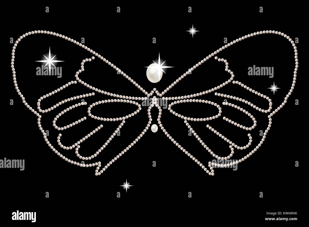 Jewel figurine butterfly decorated with white pearls Stock Vector Image ...