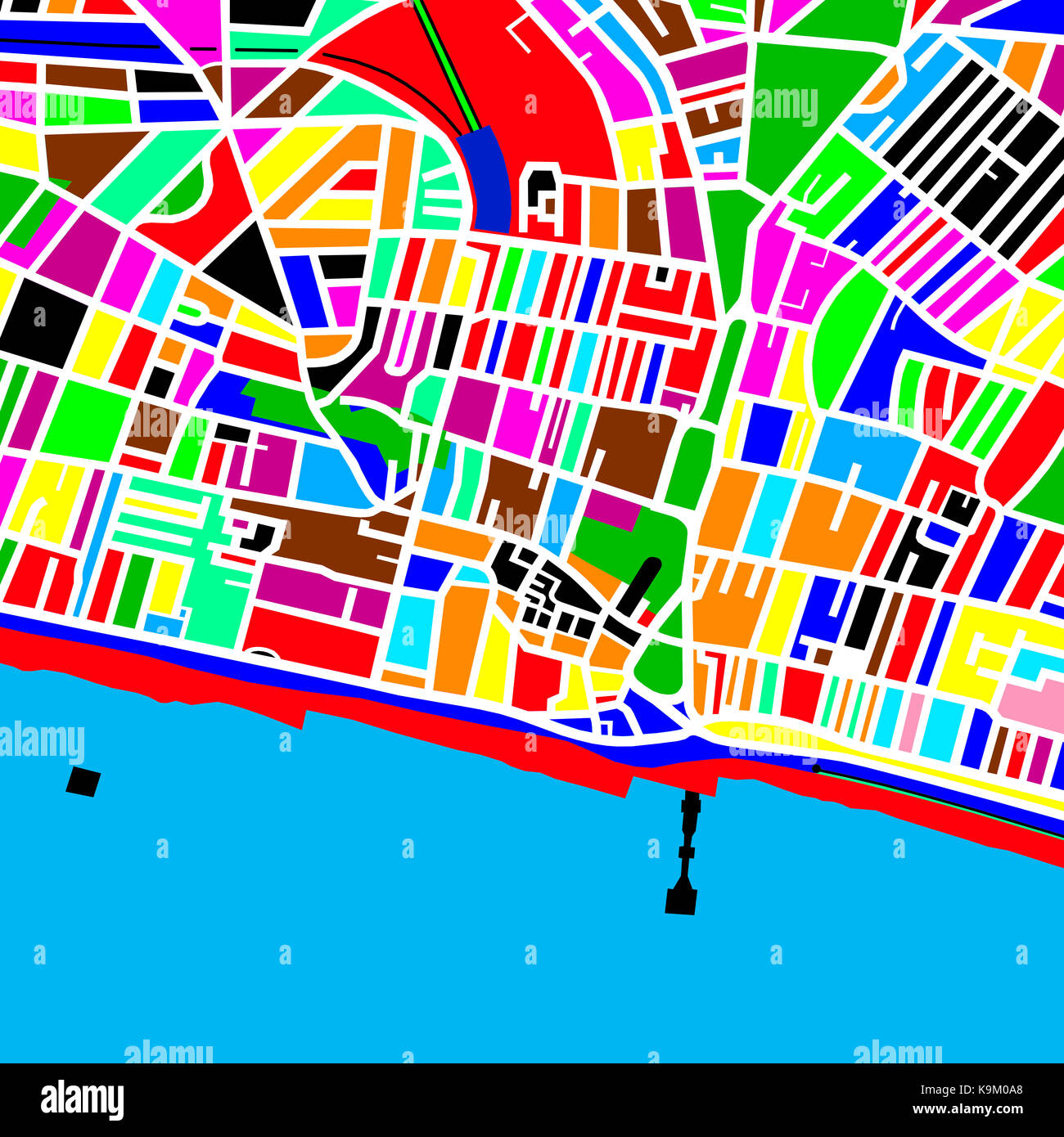 Colourful Graphic Representation of a Map of Brighton Stock Photo - Alamy
