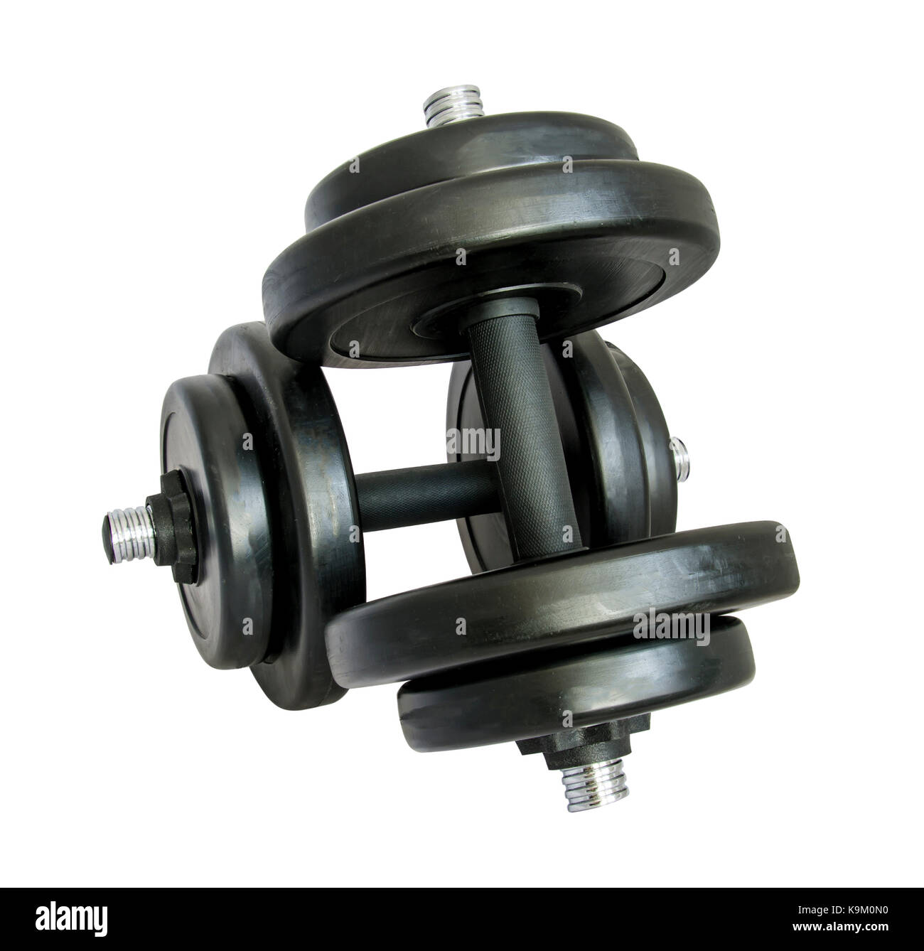 Pair of big heavy dumbbells over white background Stock Photo - Alamy