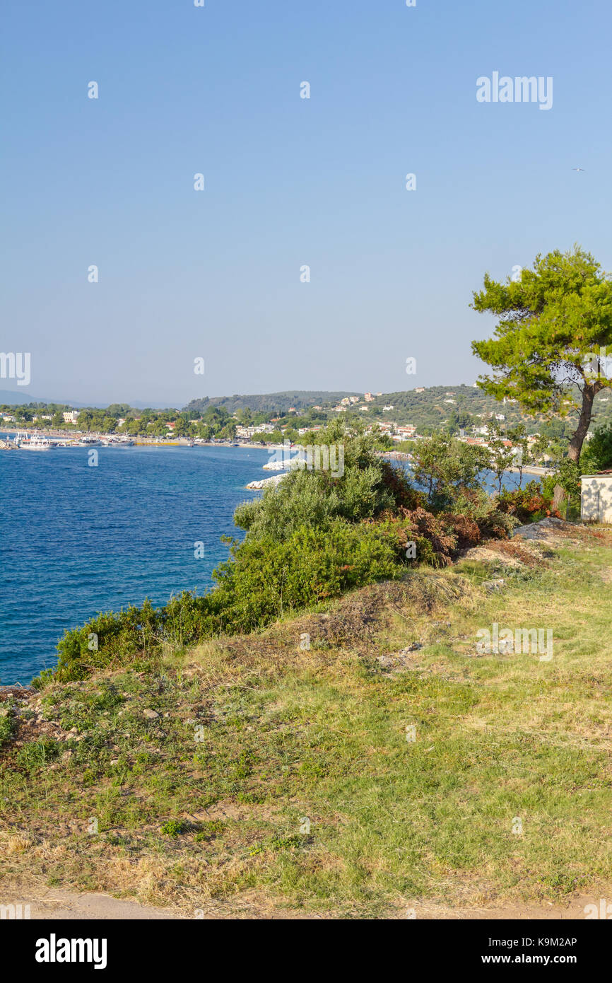 Landscape of beautiful settlement in calm bay, coast Stock Photo - Alamy