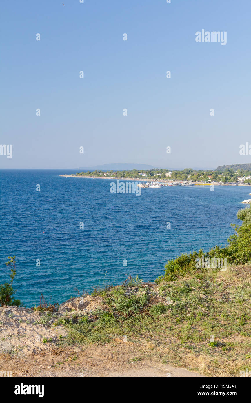 Landscape of beautiful settlement in calm bay, coast Stock Photo - Alamy