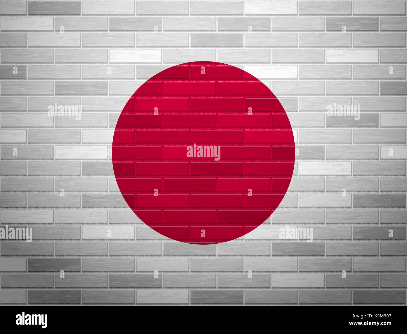Japan flag on textured brick wall Stock Photo - Alamy