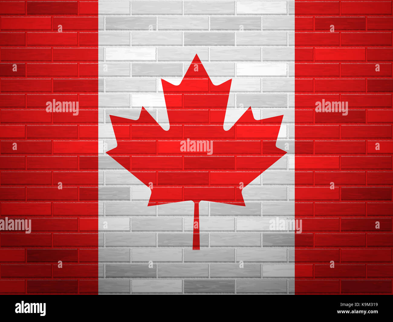 Canada flag on textured brick wall Stock Photo - Alamy