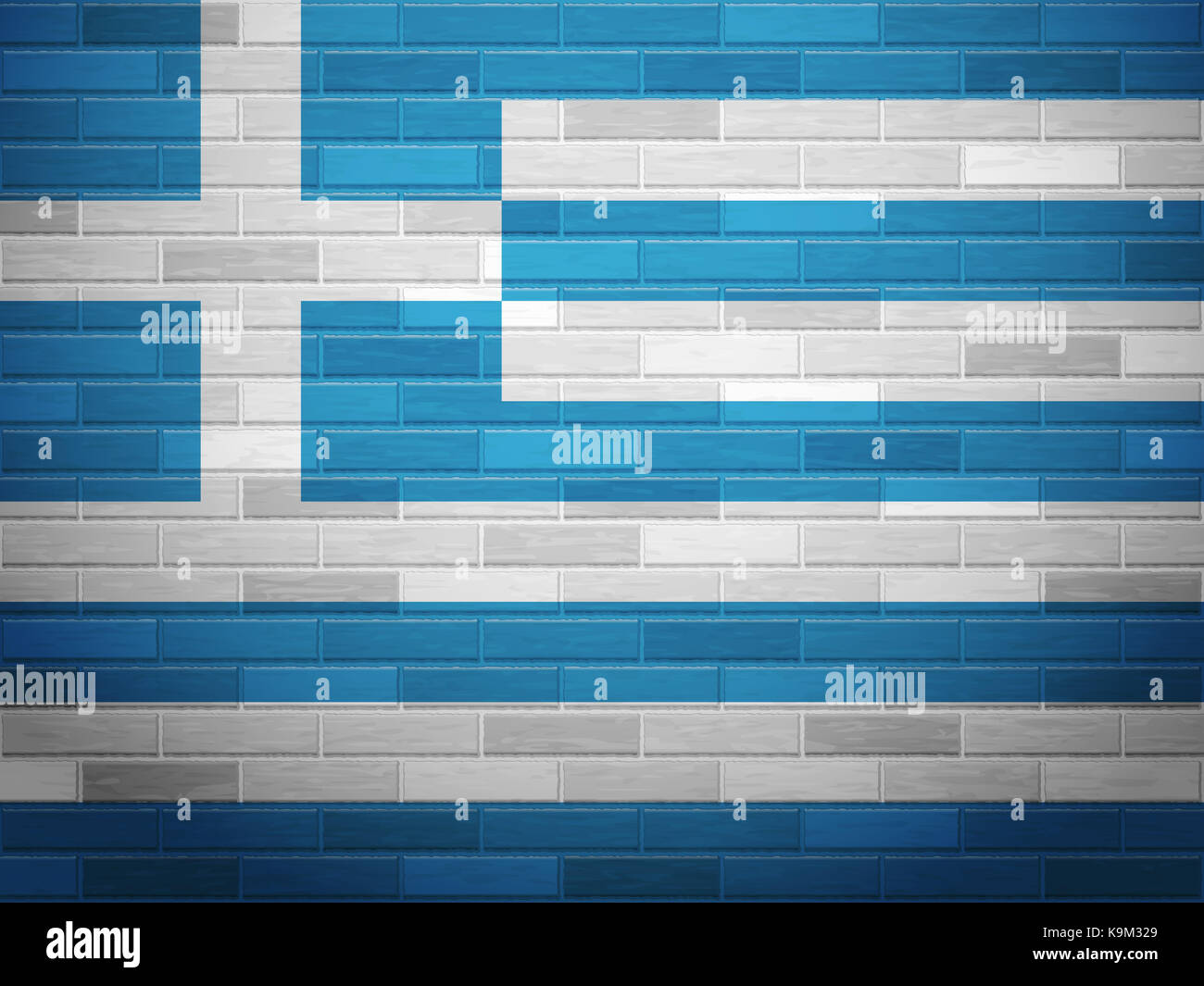 Greece flag on textured brick wall Stock Photo - Alamy