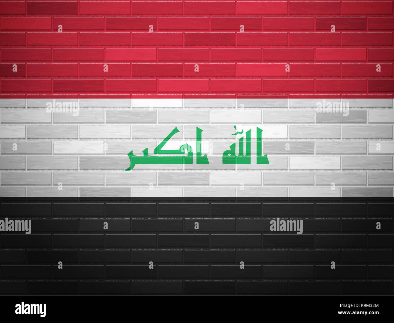 Iraq flag on textured brick wall Stock Photo - Alamy