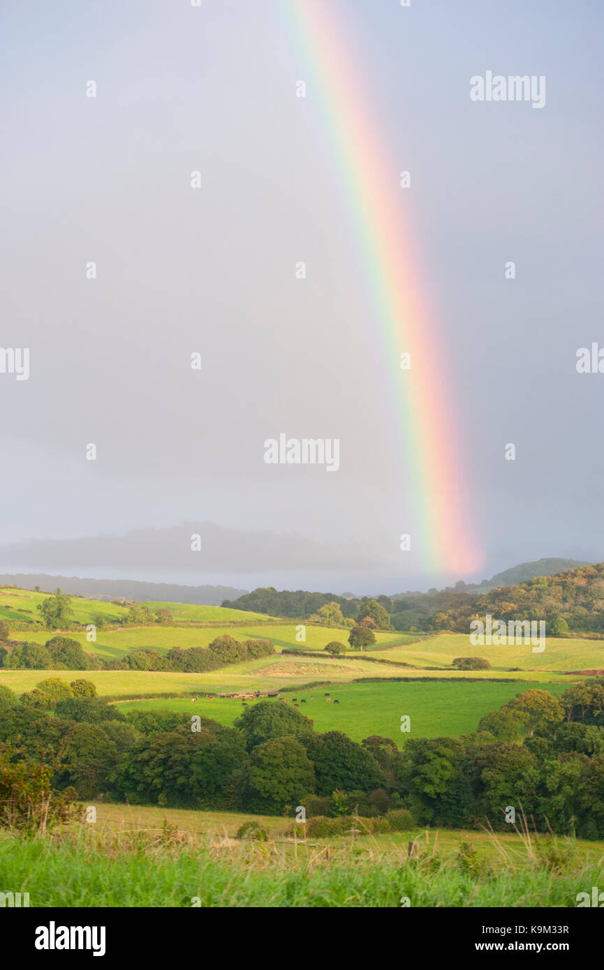 North Yorkshire farmland and countryside near Scalby with rainbow ...