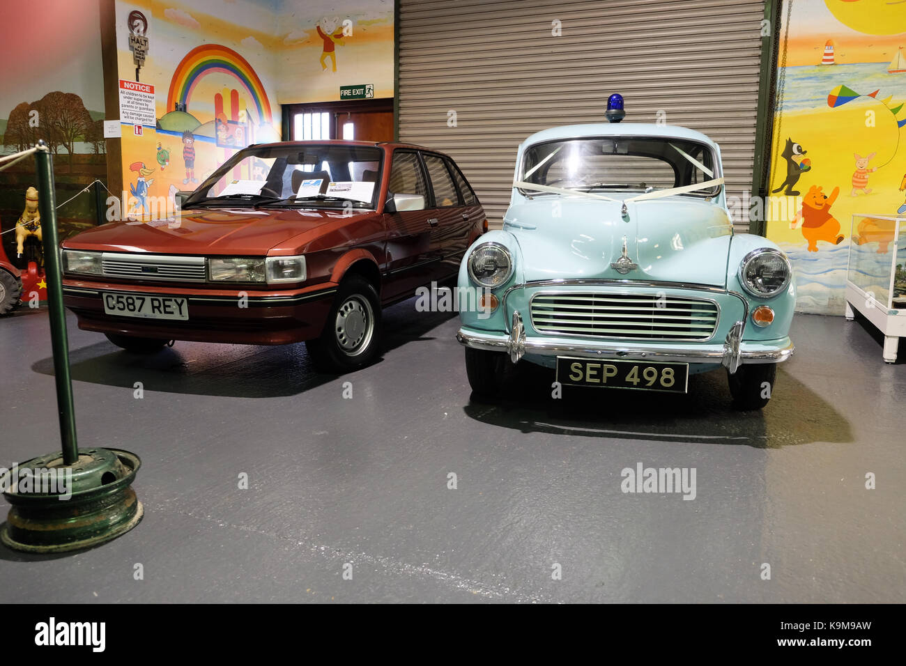 Morris Minor classic British Police car at Transport Museum on Anglesey ...