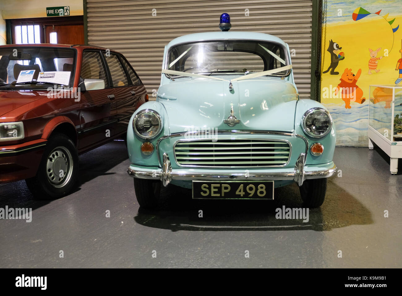 Morris Minor classic British Police car at Transport Museum on Anglesey ...
