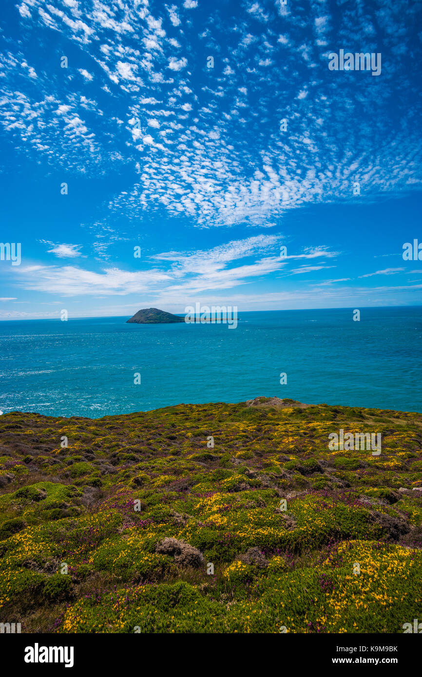 Bardsey island seen from the mainland Stock Photo - Alamy