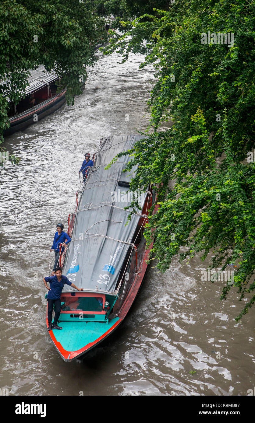 Express Boat on Khlong Saen Saep, canal, Bangkok, Thailand Stock Photo ...