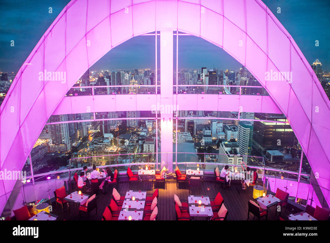 Red Sky Restaurant Rooftop. Bangkok. Thailand. On the top floor of the ...