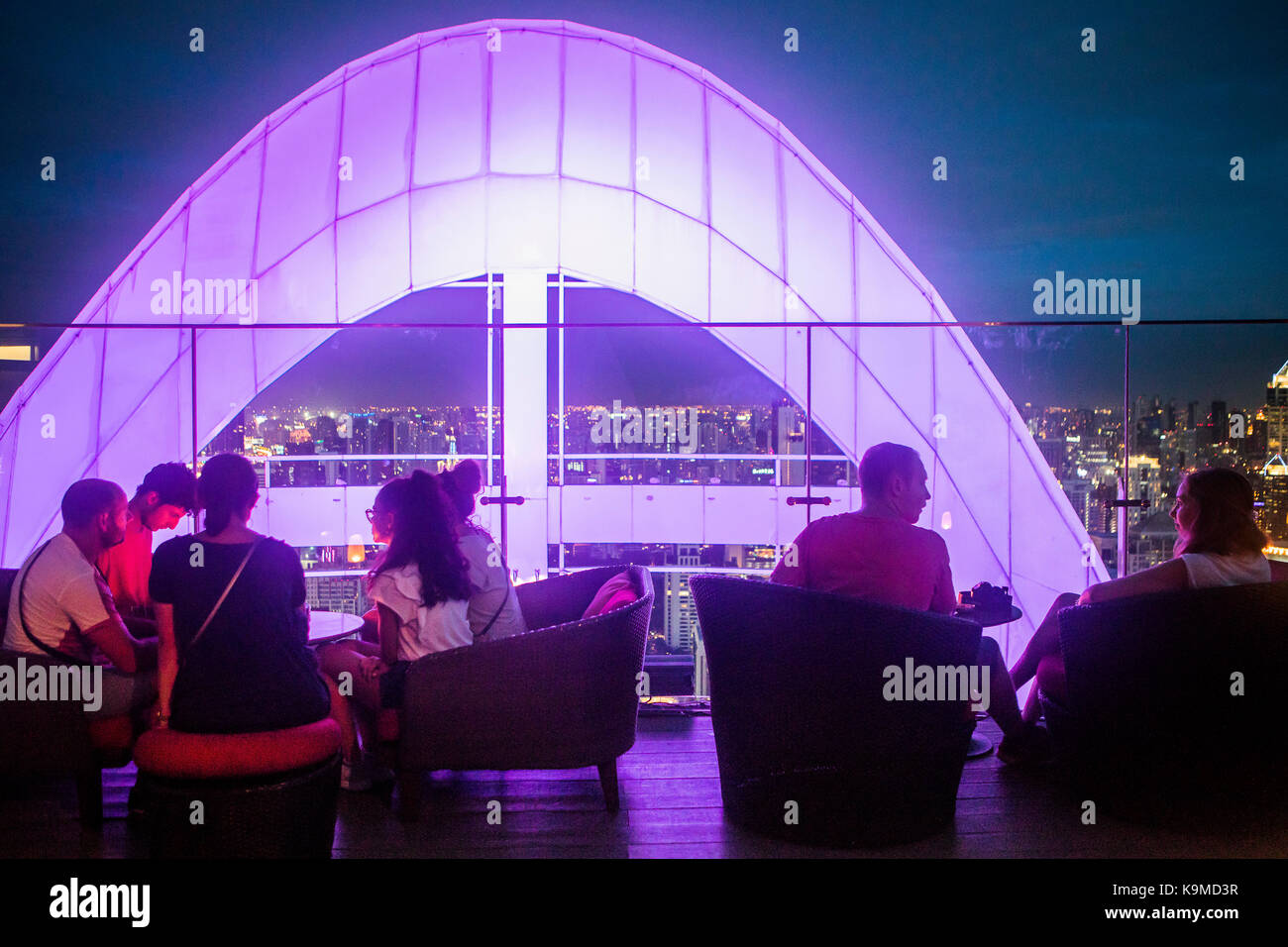 Red Sky Restaurant Rooftop. Bangkok. Thailand. On the top floor of the ...