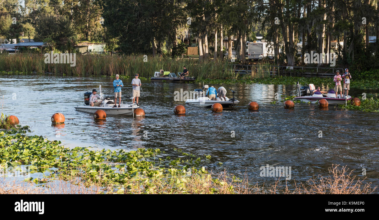 Fishermen at the Burrell Spillway in Leesburg, Florida fishing the ...