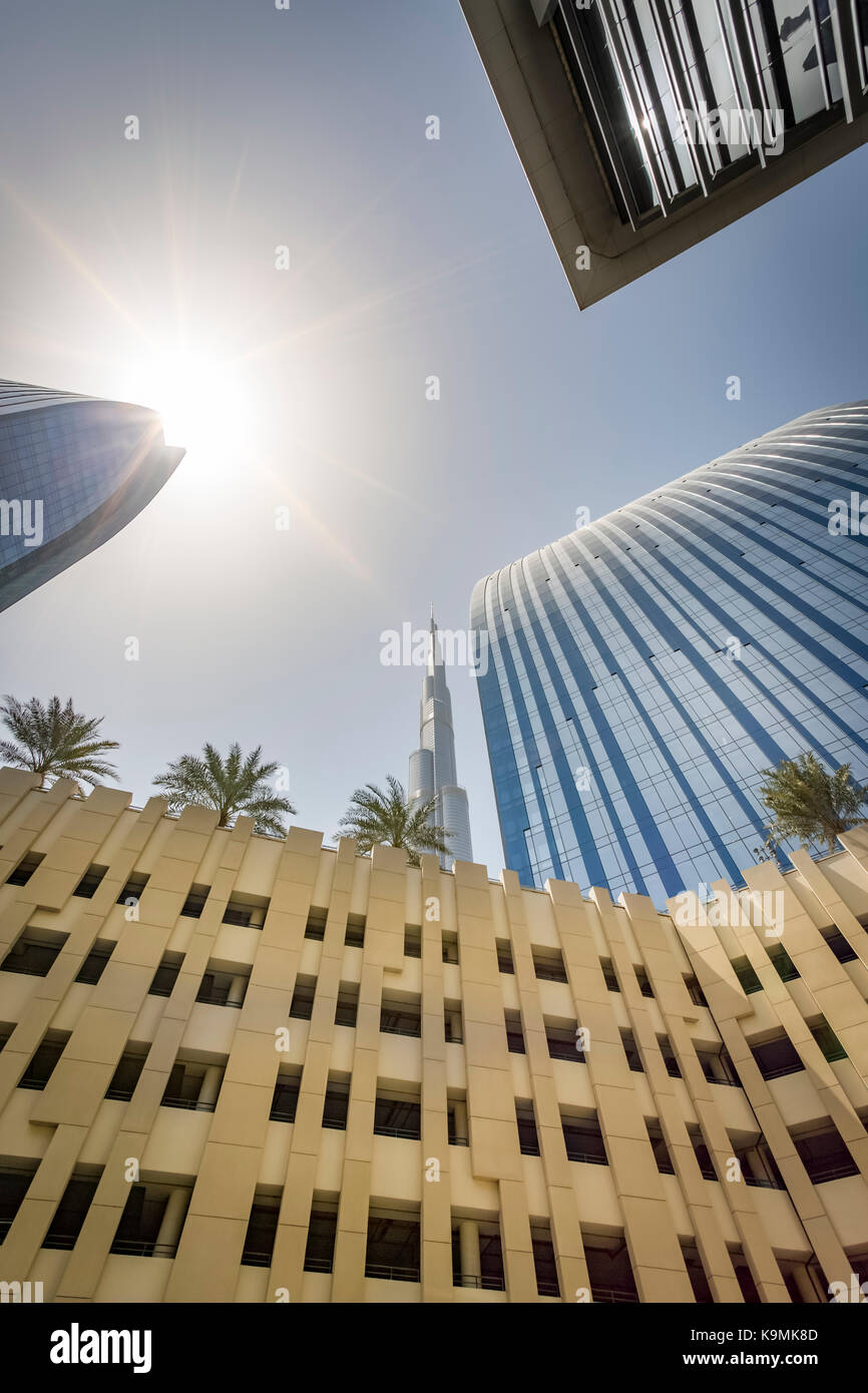 United Arab Emirates, Dubai, Buildings at Emaar Square with Burj ...