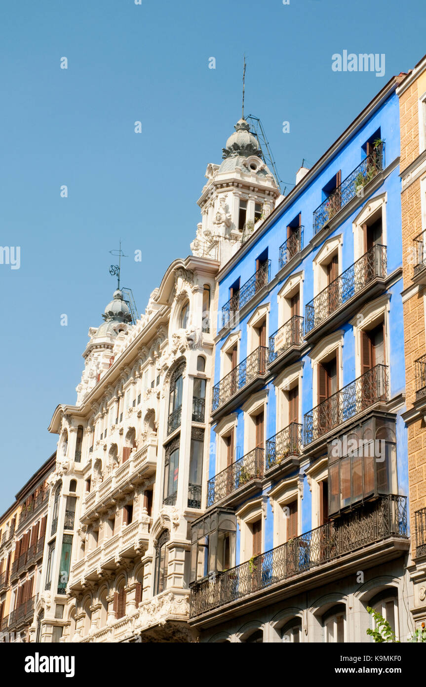 Facades of buildings. Mayor street, Madrid, Spain Stock Photo - Alamy