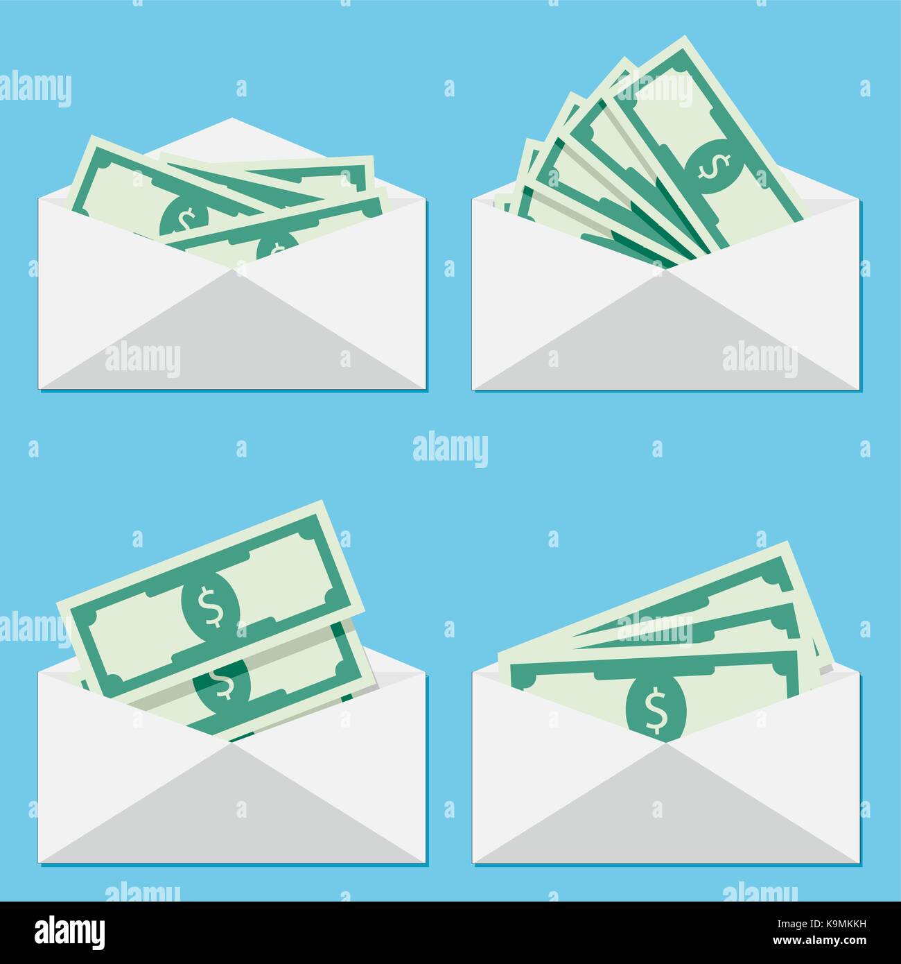 Cash in envelope, salary money, vector stack of cash, dollar cash icon ...