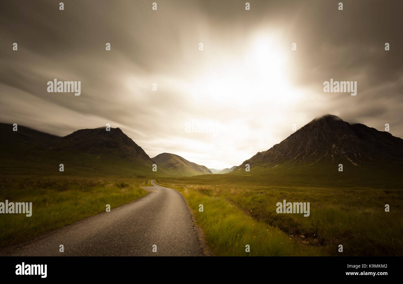 UK, Scotland, empty road at Trossachs National Park Stock Photo - Alamy