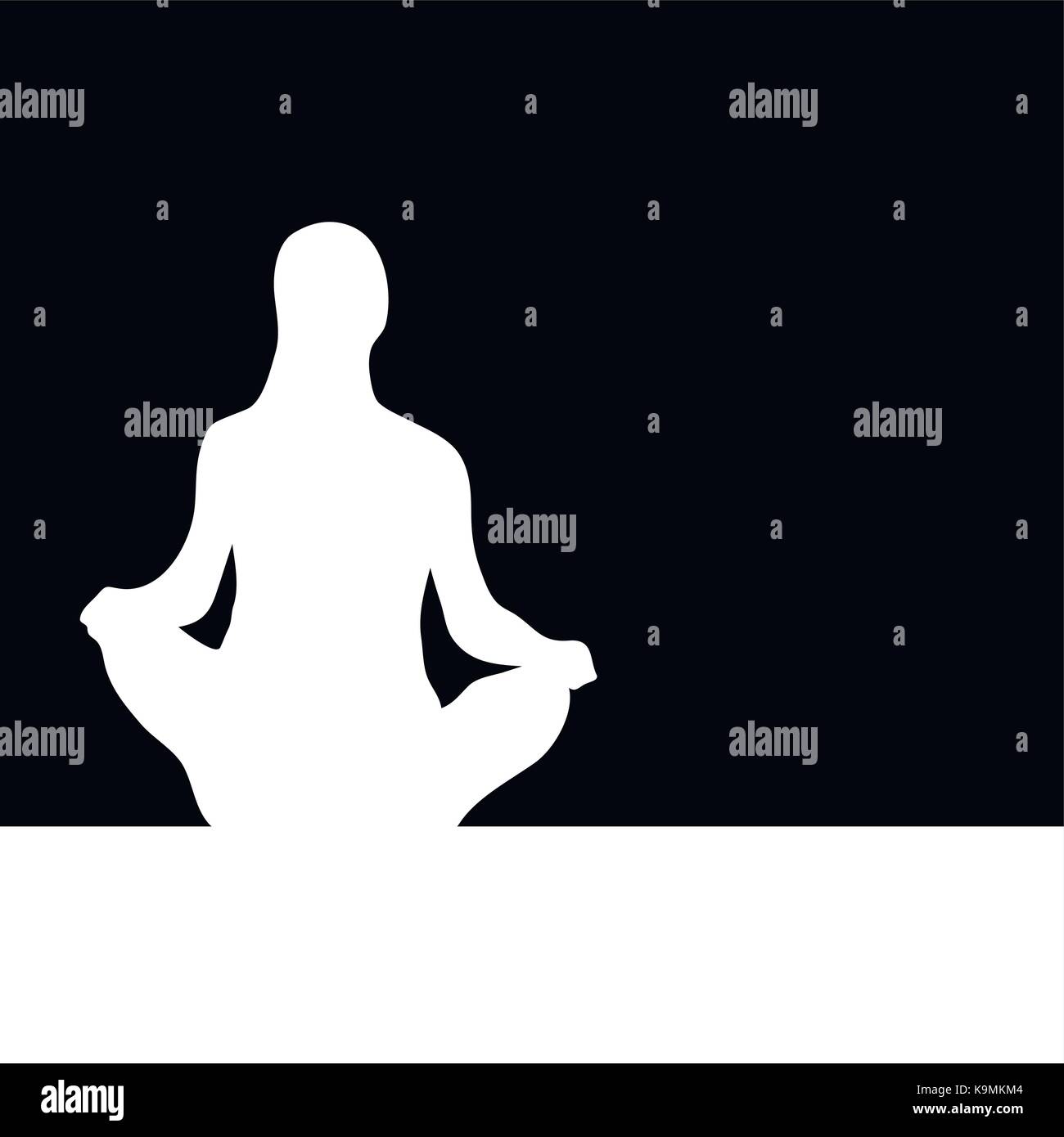 Calm and pacification. Silhouette of seated girl meditation and relax ...