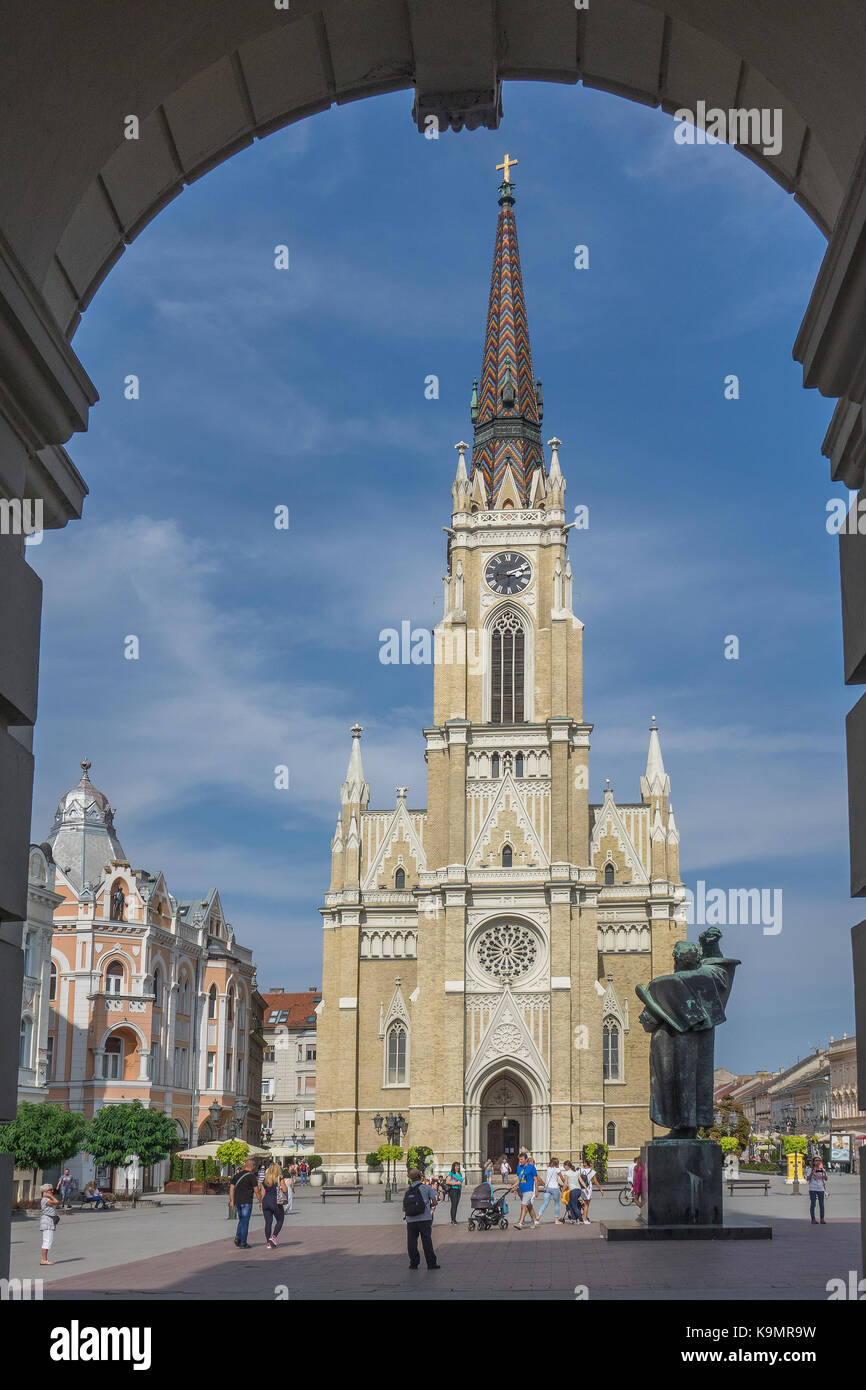 Serbia, Novi Sad, Name of Mary Catholic church in Freedom Square Stock ...