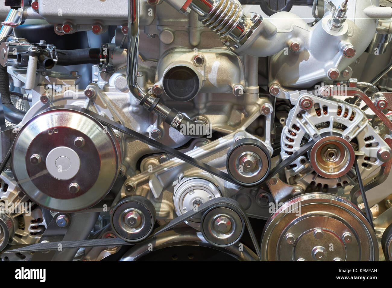 Front view of internal combustion engine of the truck Stock Photo - Alamy