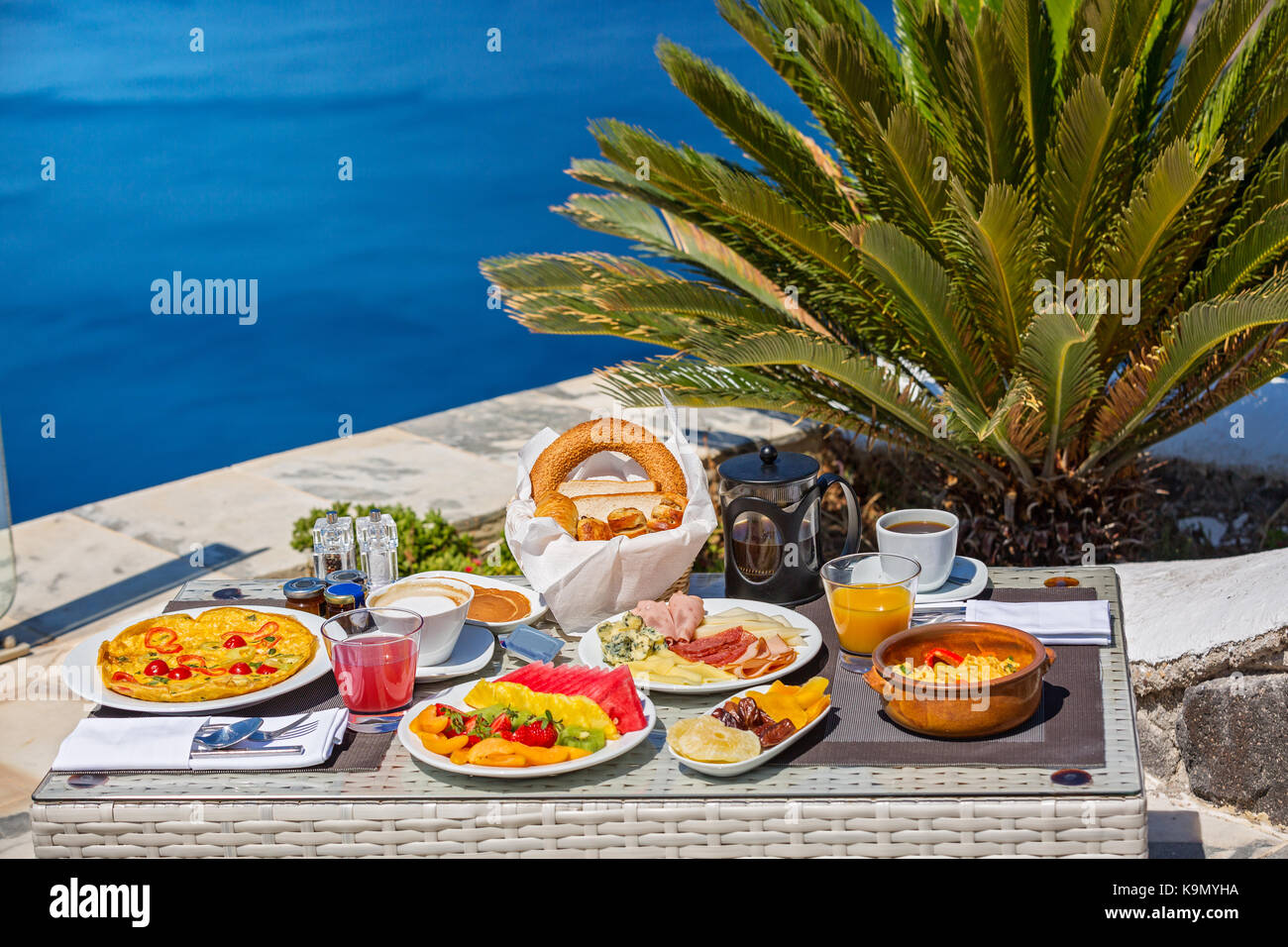 Romantic Breakfast for two on the seashore Stock Photo - Alamy