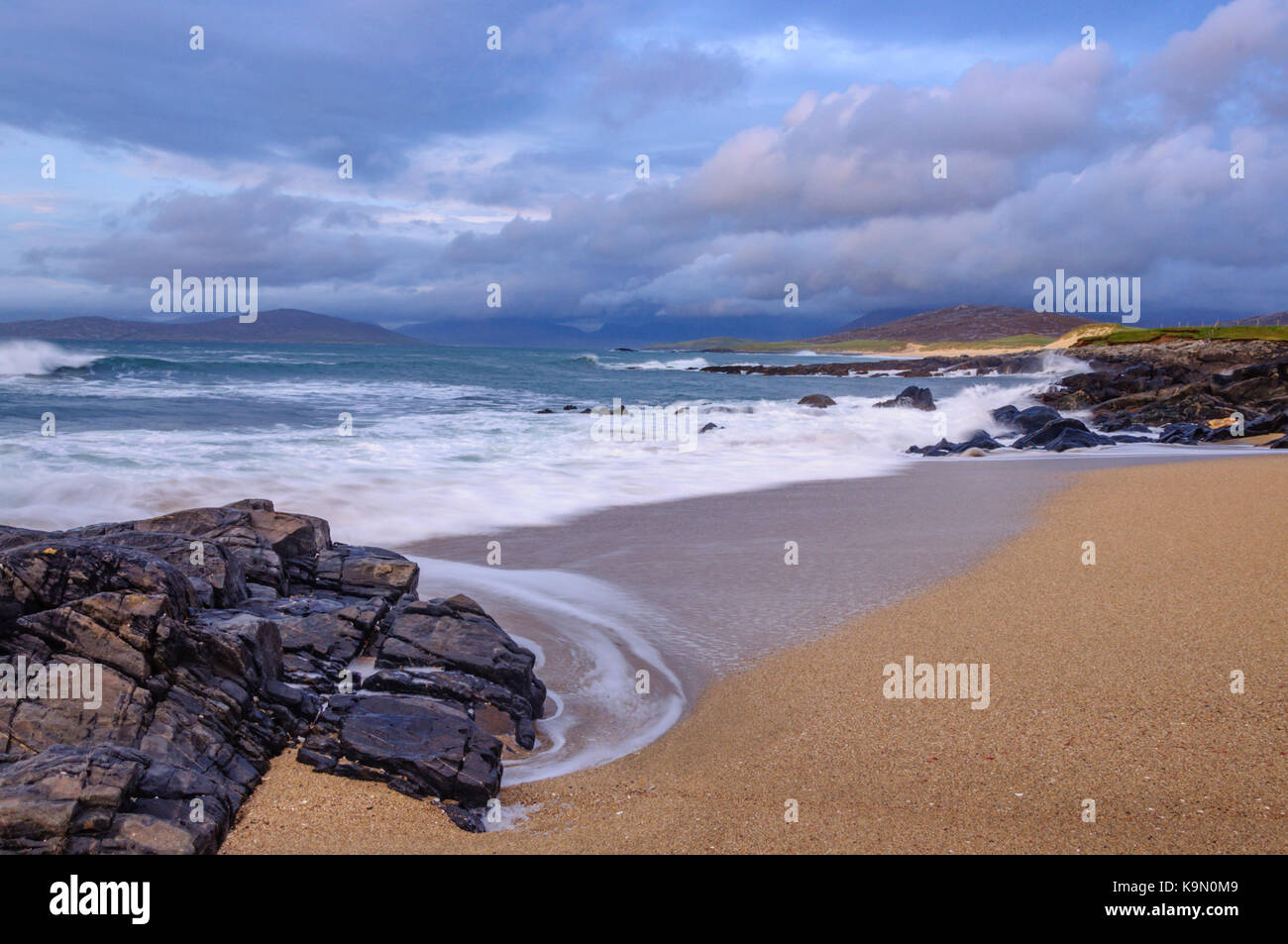 Borve beach on the Isle of Harris, Scotland, UK, on a stormy afternoon ...