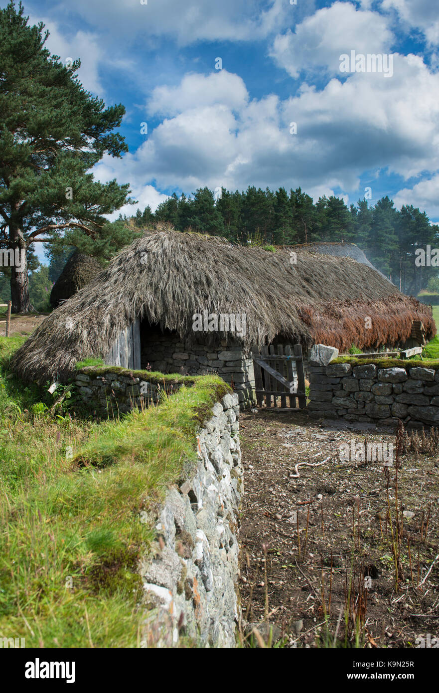 Traditional croft house at the Highland Folk Museum in Newtonmore ...