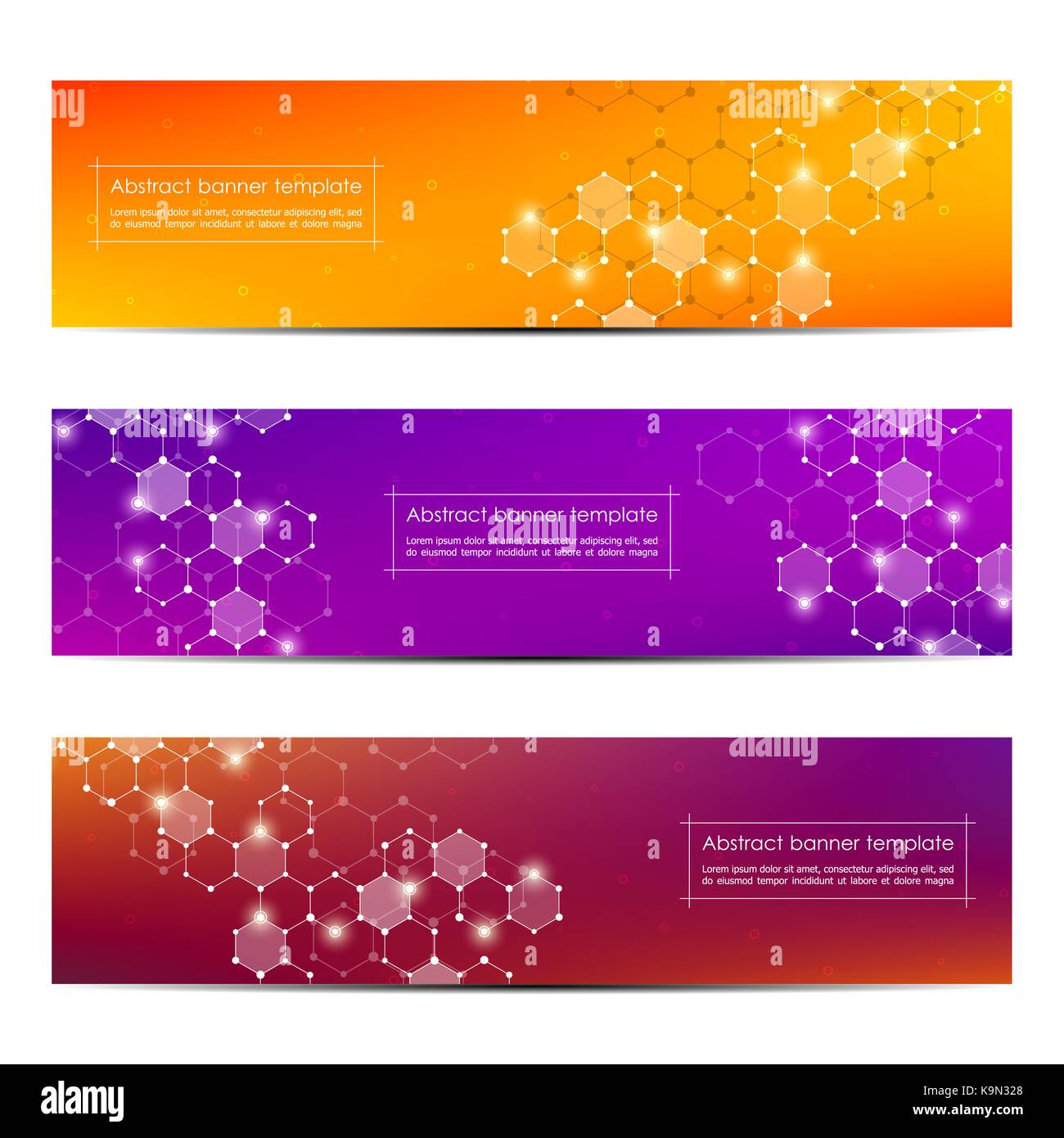 Technological and scientific banners with structure of molecular ...