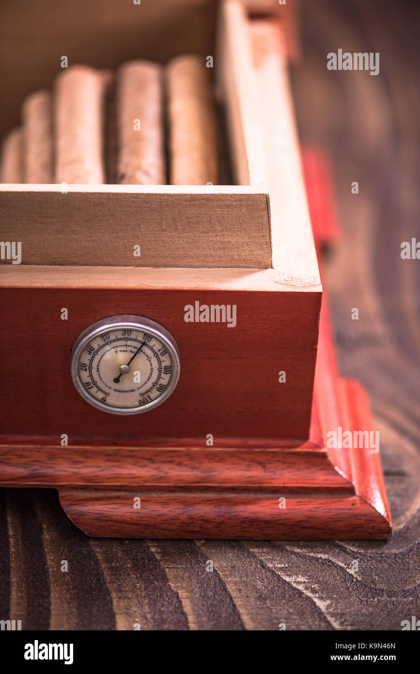 Storage of cigars in humidor Stock Photo - Alamy