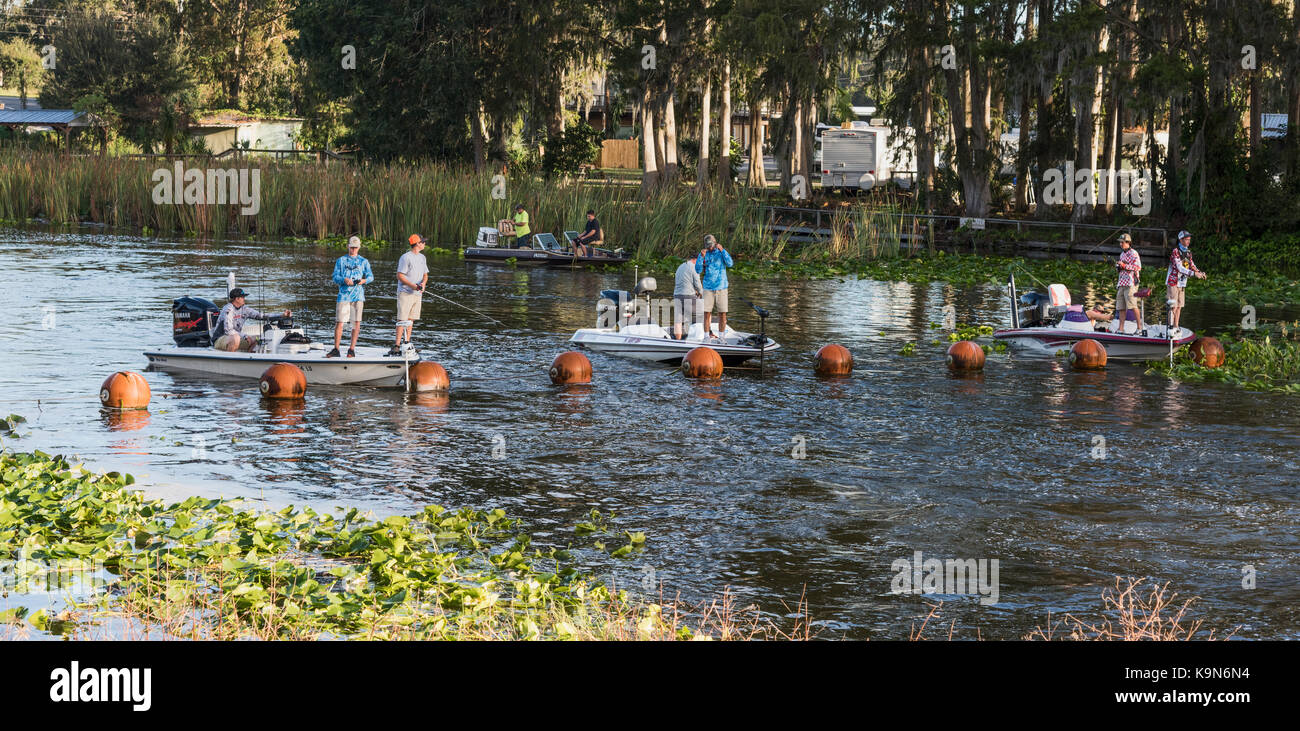 Fishermen at the Burrell Spillway in Leesburg, Florida fishing the ...