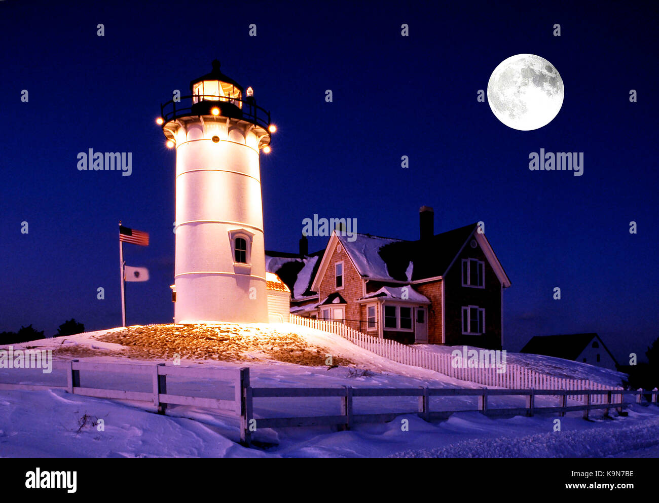 Nobska Light - Woods Hole, Mass. (Cape Cod) Night shot during winter ...