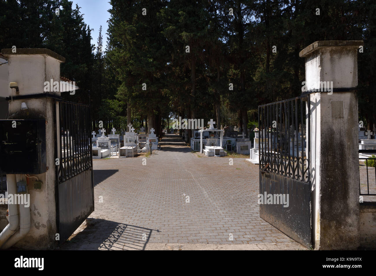 Entrance to a typical graveyard from a small village in the North of ...