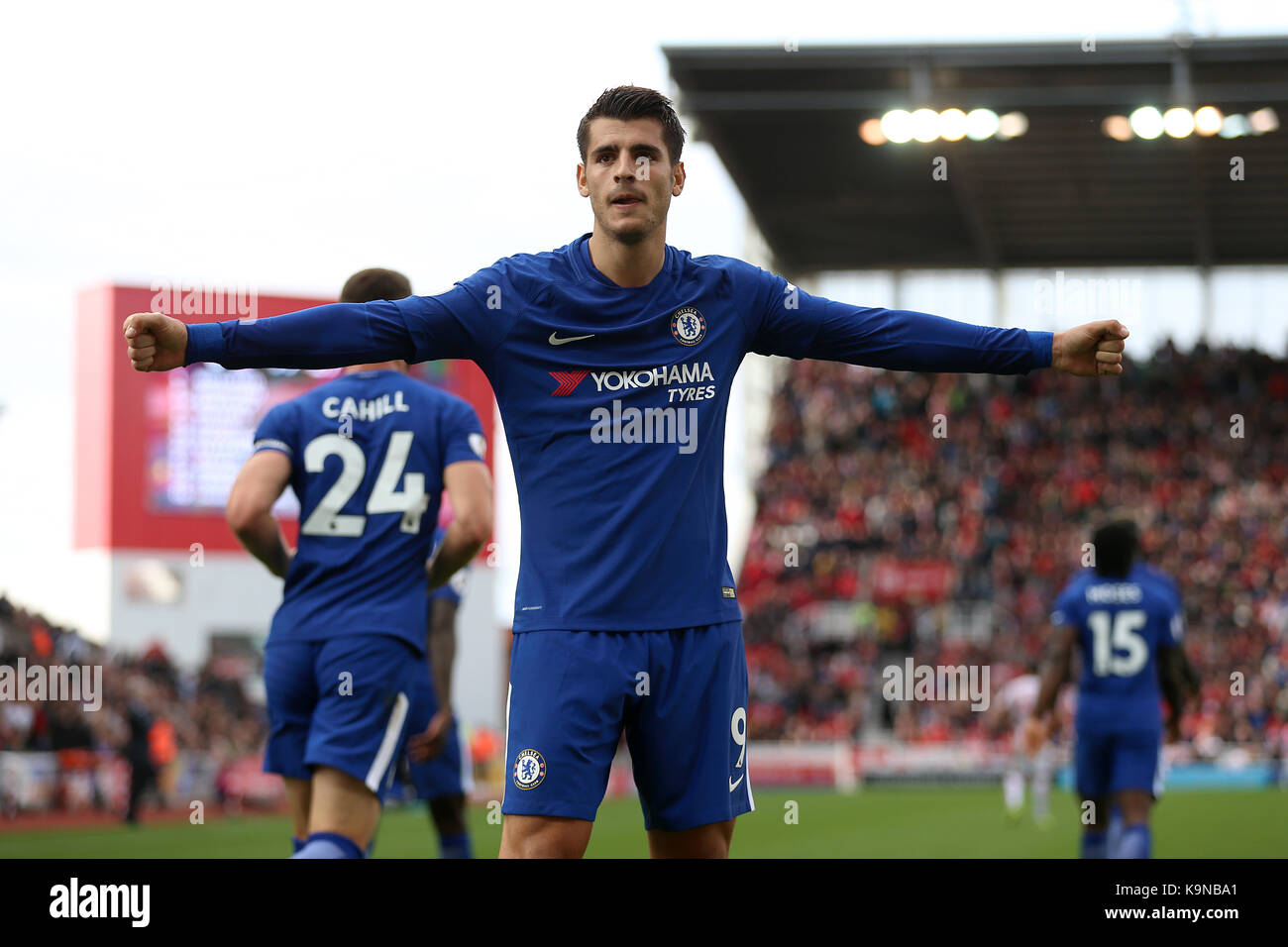 Chelsea's Alvaro Morata scores his side's third goal of the game during ...