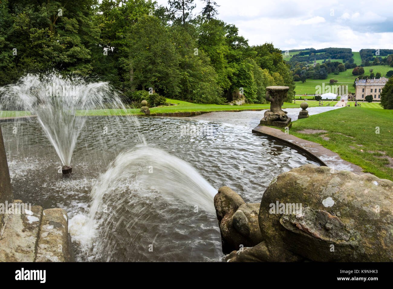 Cascade Chatsworth House, water feature, landscape, building Stock ...