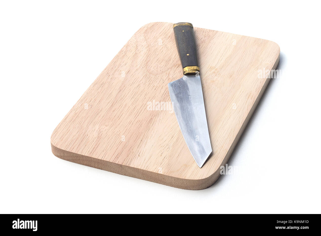 knife on wood plate and isolated on white background Stock Photo - Alamy