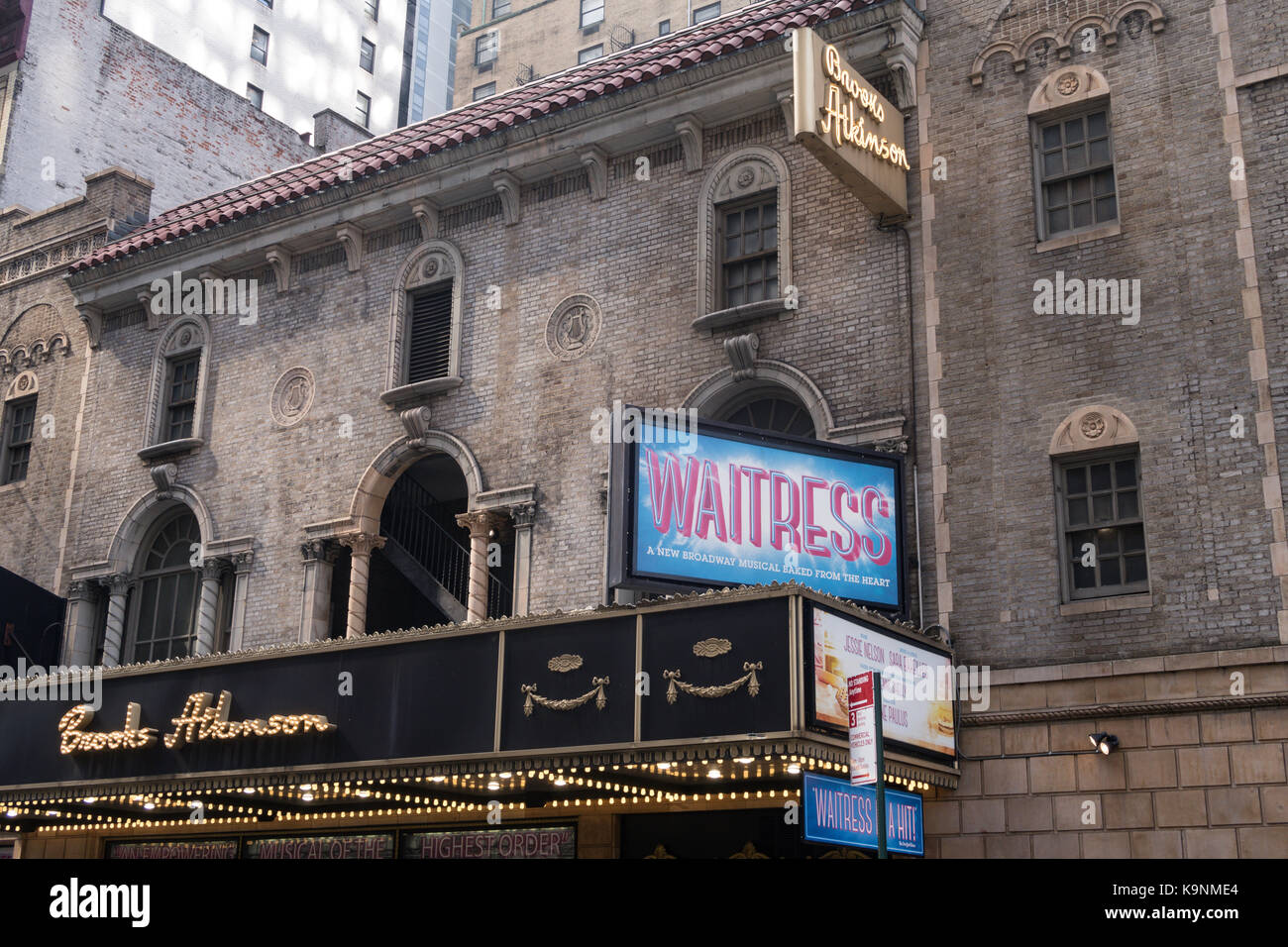 "Waitress" Marquee at the Brooks Atkinson Theater in Tmes Square, NYC ...